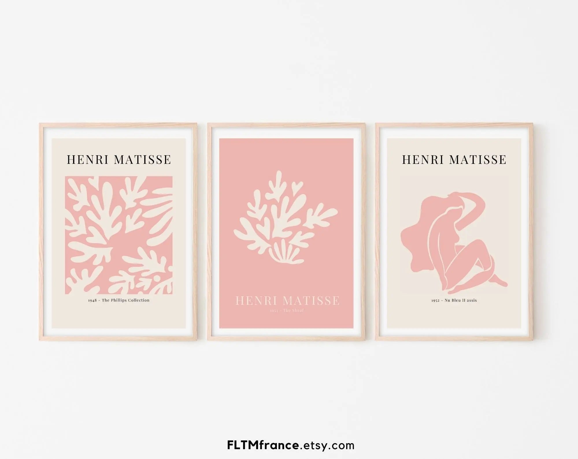 Lot de 3 affiches style Henri Matisse Rose corail- Affiche de musée ...