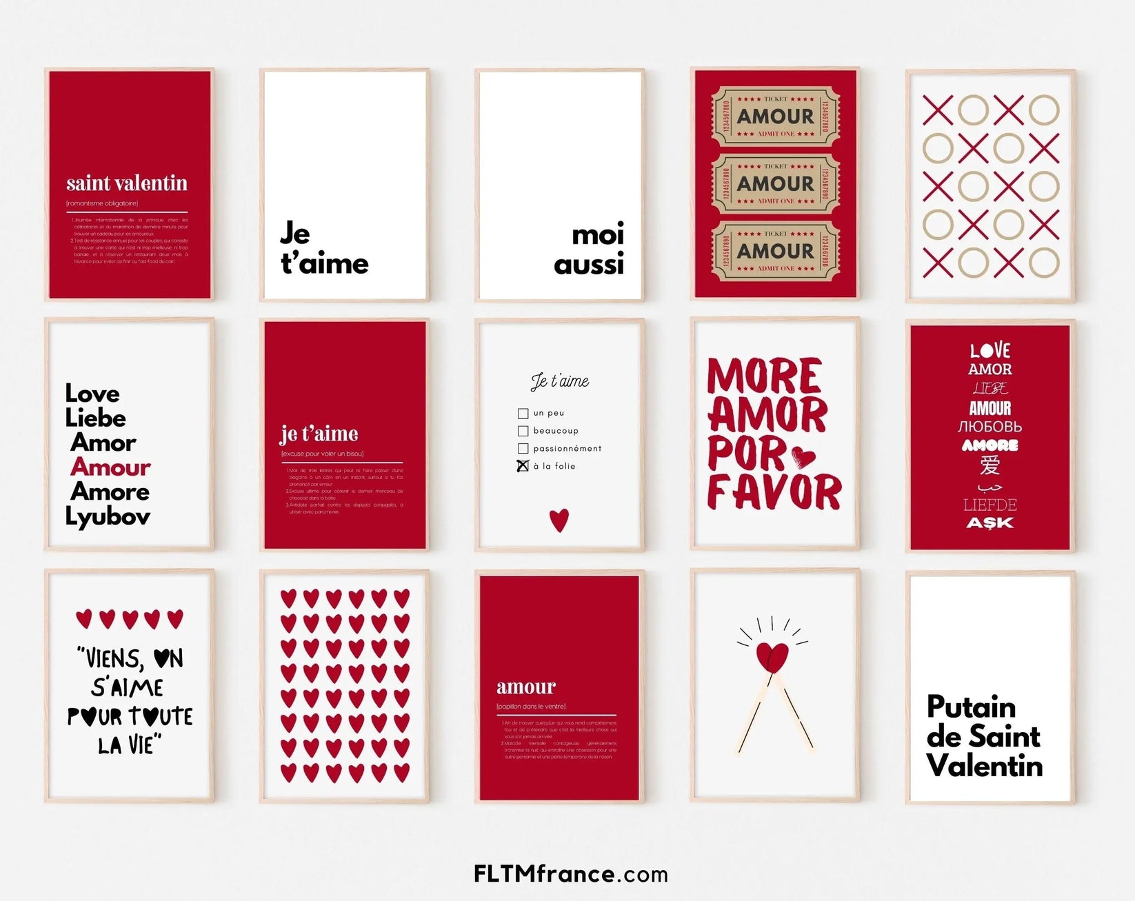 Pack de 16 affiches Saint-Valentin - Décoration Saint Valentin - FLTM