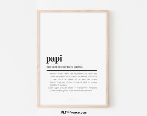 Affiche définition papi - Affiche définition humour famille - FLTM