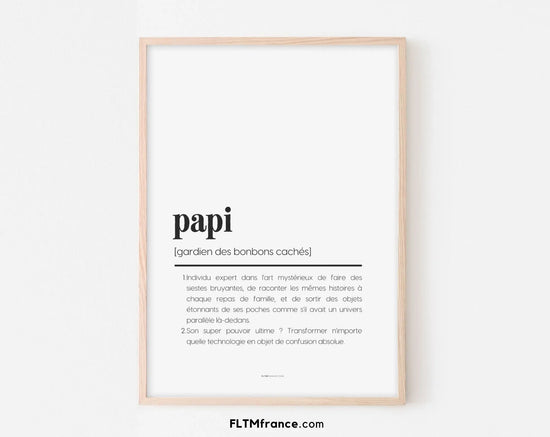 Affiche définition papi - Affiche définition humour famille - FLTM