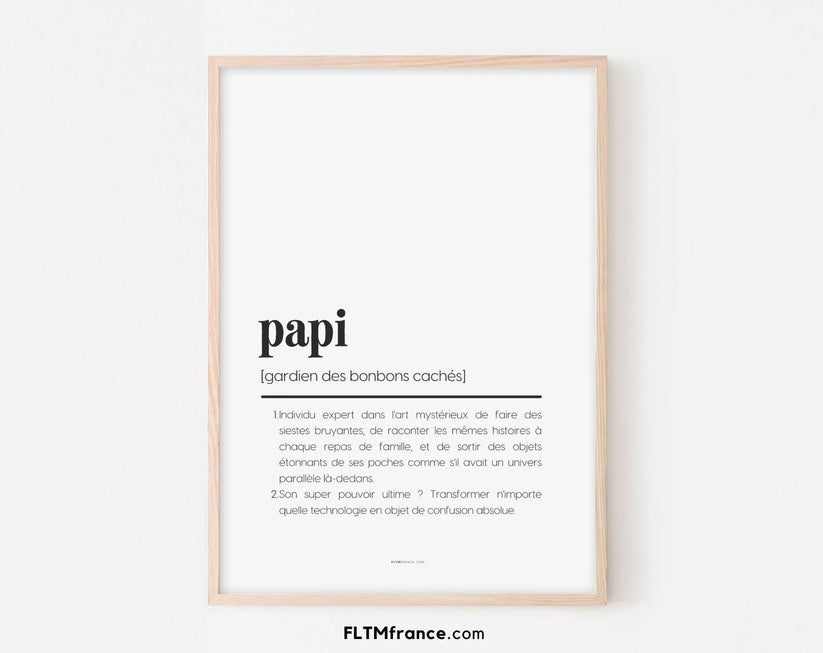 Affiche définition papi - Affiche définition humour famille - FLTM